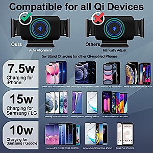 Ermorgen Wireless Car Charger Clamp Compatiable for Samsung Galaxy Z Fold 3, Z Fold 2, iPhone 13 Pro Max, Adjustable Air Vent Phone Holder USB C 10W
