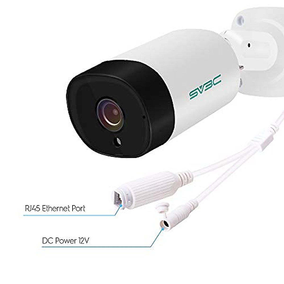 SV3C 4K POE IP Camera Outdoor POE Cam with Motion Detection, Night Vision, Metal Shell IP67 Waterproof, One-Way Audio, H265, H264, Support Danale APP, Bule Iris, RTSP, Onvif Conformant, Cloud Storage