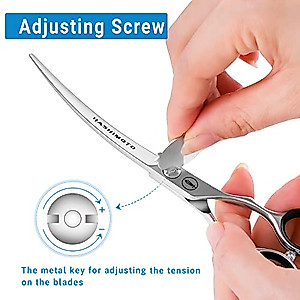 HASHIMOTO Dog Grooming Scissors, Curved Scissors for Dog Grooming, 6.5 inch, 30 Degree of Curved Blade,Light Weight, Pet Shears for Trimming Face and Paws.