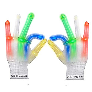 WEICHUANGXIN LED Gloves, Light Up Gloves 6 Modes Colorful Flashing Gloves Halloween Christmas Toy Gifts for Adults…