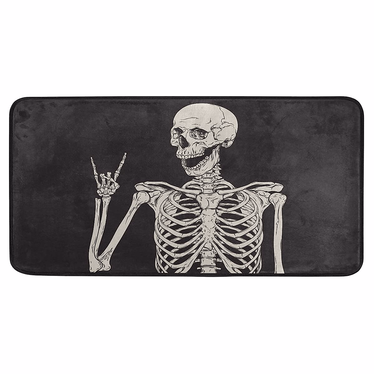 Halloween Kitchen Rug Human Skeleton Door Mat Bath Rug Home Decor Floor Mat Non-Slip Carpet for Kitchen Living Bedroom 39 x 20 Inch