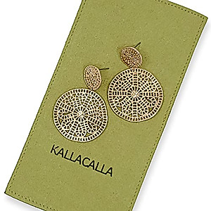 Filigree Geometric Gold Drop Earrings, Dangle, Gift for Her