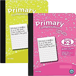 Enday Primary Composition Notebook K-2, Primary Ruled Composition Book, Primary Composition Notebook for Kids, 100 Sheets kindergarten Notebook, Pink and Yellow (2 Pack)