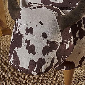 GDFStudio Bertha Milk Cow Patterned New Velvet Ottoman (Brown Milk Cow)