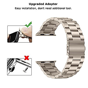 Tasikar Band Compatible with Apple Watch Band 41mm 40mm 38mm Premium Stainless Steel Metal Replacement Strap Compatible with Apple Watch Series 9 8 7 6 5 4 3 2 1 SE (Starlight)