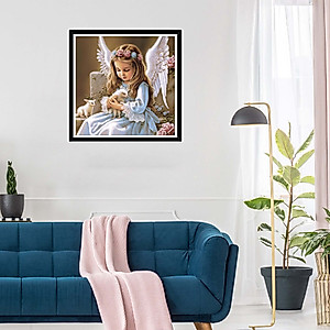 SKRYUIE 5D Angel Diamond Painting Kits - DIY Diamond Art Kits for Adults Girl, Full Round Drill - Crystal Cross Stitch - Adults Craft for Wall & Office Decor - 14x14inch