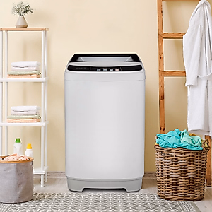 LEADZM 13lbs Portable Washing Machine, Full-Automatic 1.32cu.ft Washer and Dryer Combo with Drain Pump, 10 Wash Program and 8 Water Level, Compact Laundry Washer for House Apartment Dorm, White & Grey