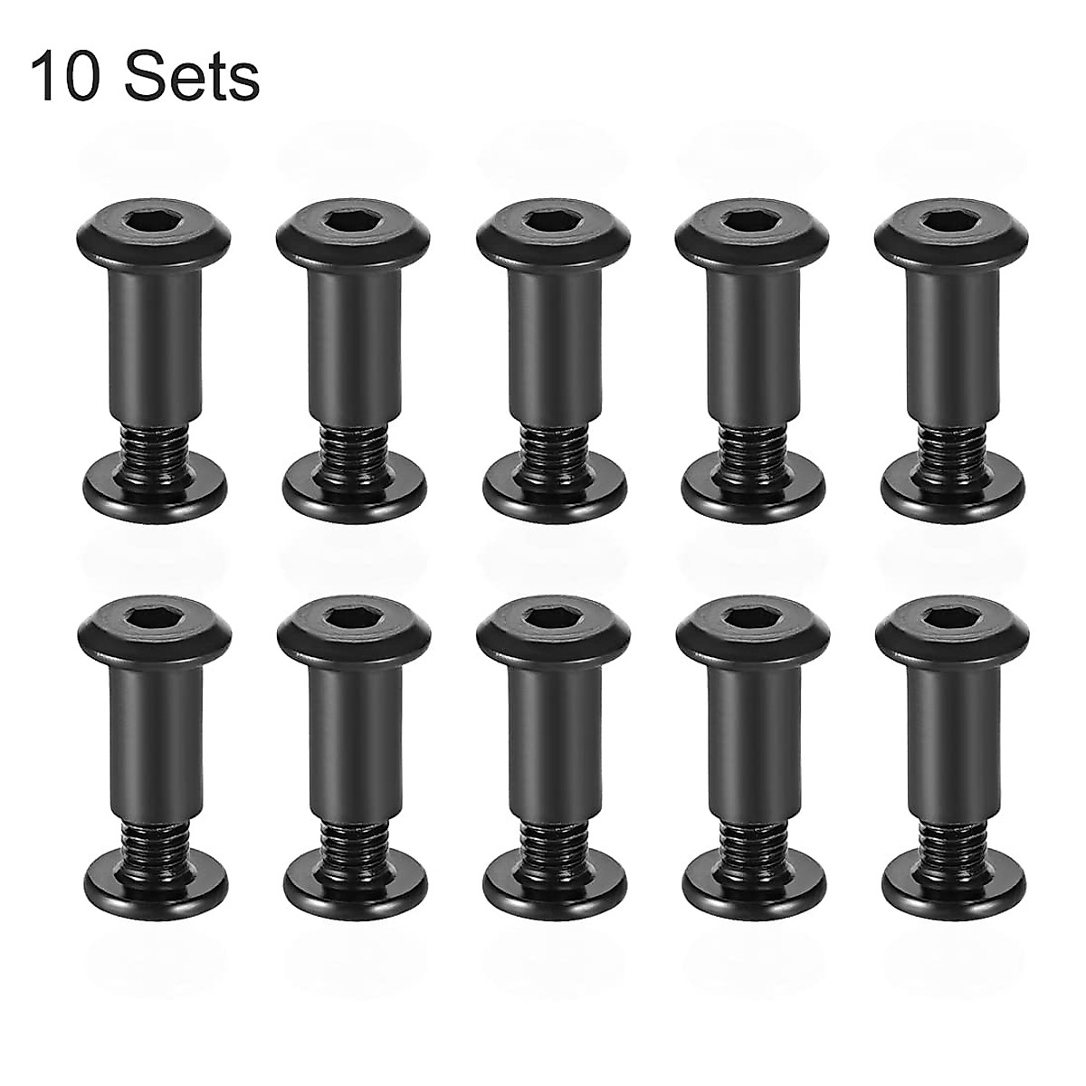 uxcell Screw Post Fit for 5/16"(8mm) Hole Dia, Male M6x10mm Belt Buckle Binding Bolts Leather Fastener Carbon Steel Black 10 Sets