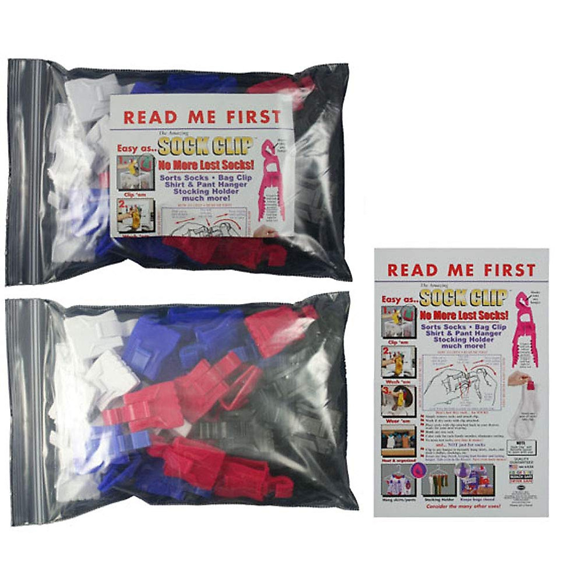 The Amazing Sock Clip Sock Holder, 32 Clips, Yellow, Made in U.S.A.