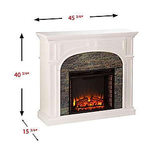 SEI Furniture Tanaya Faux Stacked Stone Electric Fireplace, White/Montelena