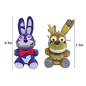 Ktveih Springtrap and Nightmare Bonnie Plush Toy Set Stuffed Animal Doll Fan Made plushies for Boy Girl Plush Gift 2pcs