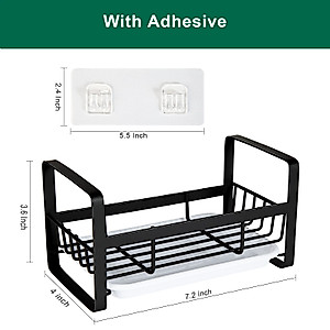 TEZZ Sponge Holder for Kitchen Sink- Stainless Steel Kitchen Sink Caddy for Organizing Sponge, Brush & Soap Dish Dispenser, Kitchen Sink Organizer Rack with adhesive or Counter top