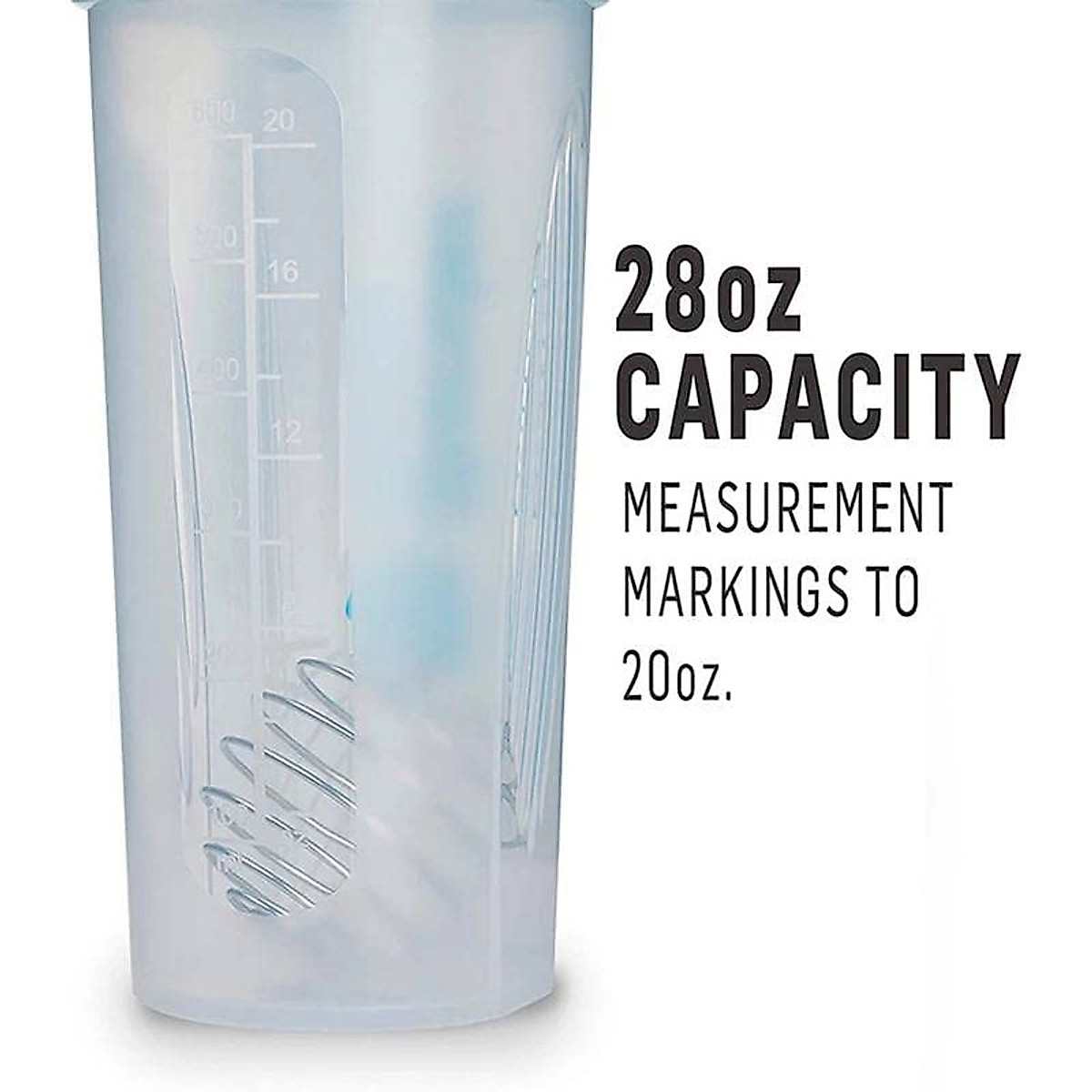 NEVAEH PRODUCTS 28oz Protein Shaker Bottle | BPA Free | Odor Free | Blenderball Whisk | Carrying Loop (White)