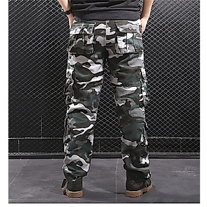 Men's Multi Pocket Military Pants Camo Combat Work Trousers Casual Hiking Pockets Army Slacks (Blue,34)