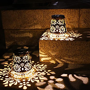 dsfen 2PCS D C 2V 0.04W Solar Powered Energy LEDs Lantern Light Outdoor H anging Lamp IPX4 Water Resistance Built-in 400mAh High Capacity Rechargeable Cell for Patio Garden Courtyard Pathway