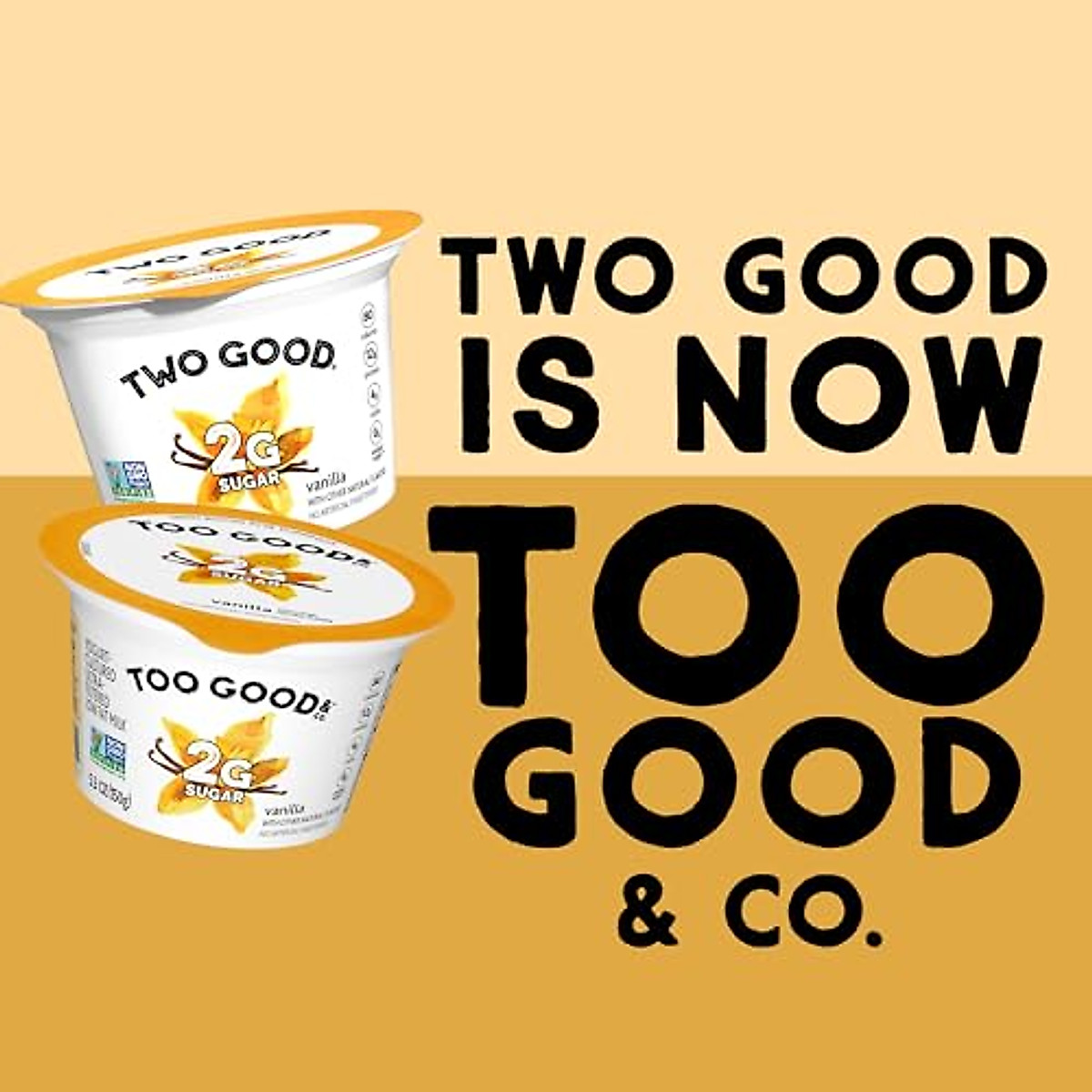 Two Good Low Fat Greek Yogurt, Vanilla, Lower Sugar, Gluten Free, With 2g of Sugar, 5.3 oz., 4 Pack