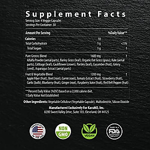 KaraMD Pure Nature - Fruit & Veggie Superfood Supplement with Antioxidants for Energy, Cognitive Clarity, Immunity & Digestion Support - Vegetable Capsules - 30 Servings (120 Capsules).