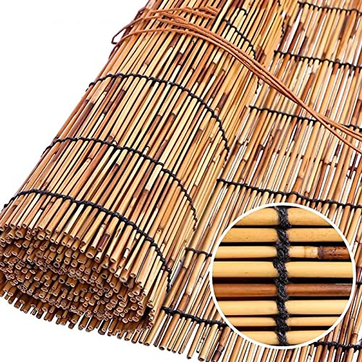 Outdoor Bamboo Blinds, Roller Patio Blinds Patio Shades Roll Up Outdoor Light Filtering Privacy Protection, Easy Installation Outdoor Blinds VXHCS (Color : Brown, Size : 86x102cm)