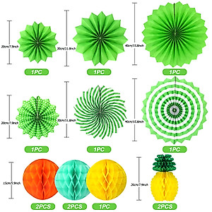 Anwyll Summer Hawaiian Party Decorations Set, Tropical Flamingo Banner Party Decorations,Hanging Paper Fans,Honeycomb Balls, Pineapple Decorations For Summer Luau Beach Party, Birthdays, Wedding