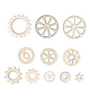 LIOOBO Unfinished Gear Craft 100pcs DIY Wooden Gear DIY Gear Lightweight Plain Wood Ornaments Wooden Gear for Crafts Kids Christmas Clothing DIY Wooden Slices