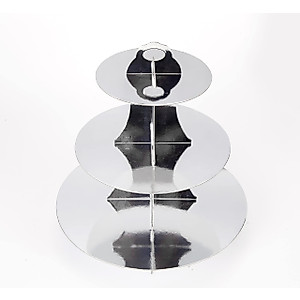 YLDW 3-Tier Cupcake Stand, Sliver Cardboard Cake Stand Holder, Tiered DIY Cupcake Stand Tower for Dessert Table Displays, Birthday Theme Party Favors Decoration, Floral Tea Party, 12" W x 12.8" H