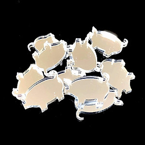 Super Cool Creations Pig Shaped Crafting Mirrors, Set of 10, Many Colours, Shatterproof Acrylic, Mocha Brown, Pack of 10 x 8cm