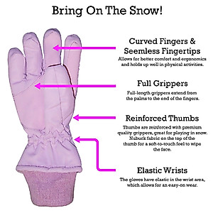 N'Ice Caps Kids Waterproof Winter Thinsulate Warm Gloves (3-4 Years, Light Pink)
