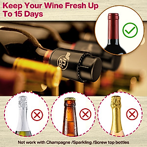 [2 PACK] Wine Bottle Stoppers, Reusable Wine Stoppers, Premium Vacuum Wine Preserver with Time Scale Record, Wine Savers Vacuum Pump Corks Keep Wine Fresh, Best Gift