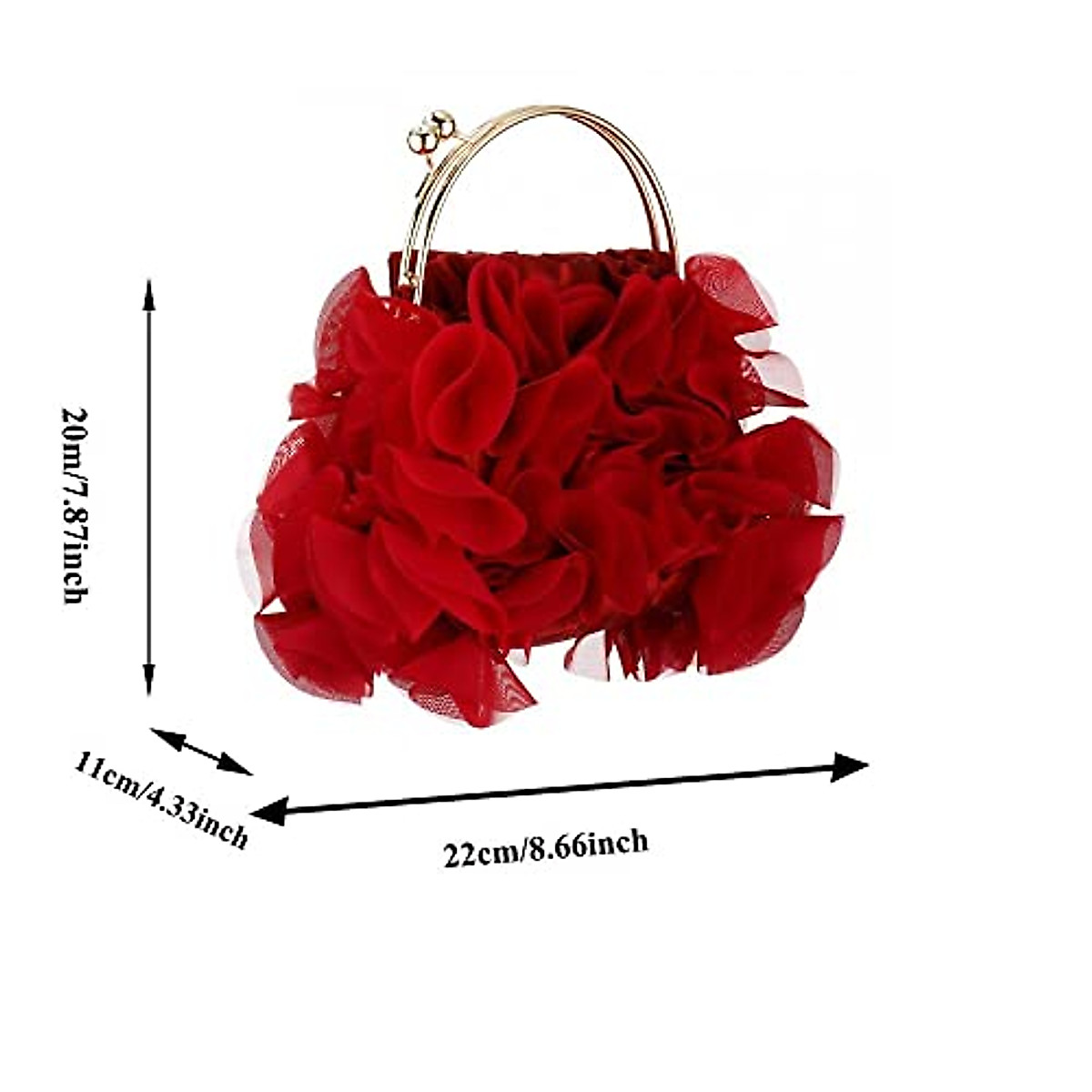 Purses and Handbags for Women Clutch Purse Party Clutch Shoulder Bags with Detachable Strap (Red)