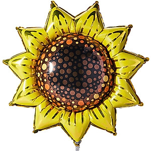 Sunflower Sunshine Happy Birthday Balloons - Set Of 3 Sun Shaped Party Balloon Decorations For A Sunflower Theme Baloon Bouquet Centerpiece Backdrop Decor
