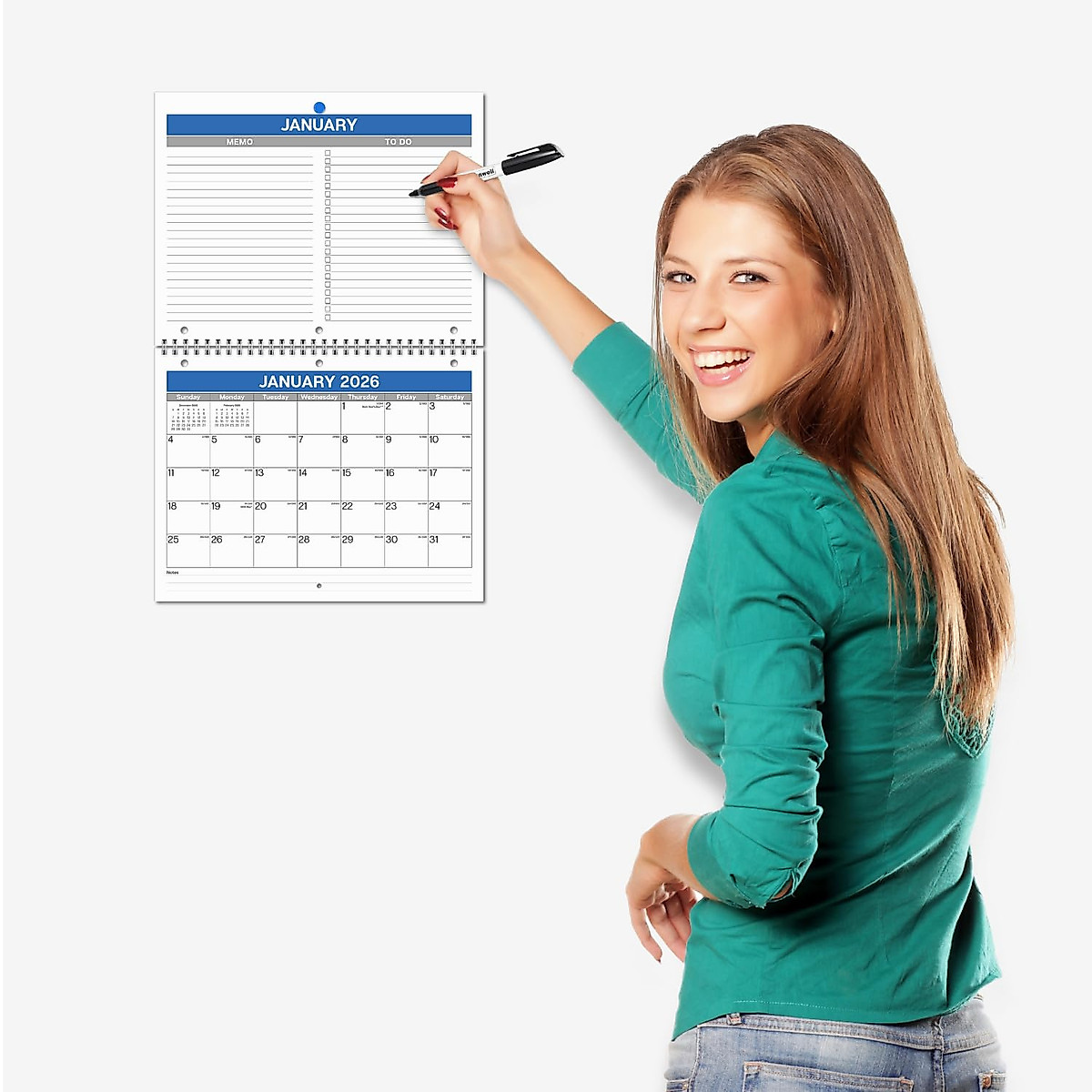 Dunwell 2023 Calendar for 3-Ring Binder (8.5x11, Blue Shades) Use as 2023 Binder Calendar, Wall Calendar or Desk Calendar, 3-Hole Punched, Fits Standard Notebooks