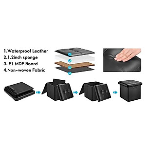 Tamfile Ottoman with Storage, Fireproof Safe Folding Ottoman for Documents, Waterproof Foot Rest Stool with Storage,17 Inches Short Ottoman with Lock, Ottoman Foot Rest for Living Room