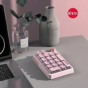 KZZI Mechanical Number Pad,Bluetooth5.0/2.4G/Type-C Wireless Numeric Keypad,RGB HotSwap Numpad with PBT Keycaps Rechargeable Gasket Number keypad for PC Laptop Desktop (Sakura Pink)