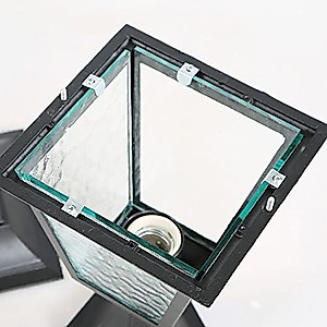 MODEBHD Continental Aluminum Glass Lantern LED Outdoor Table Lamps Column Light IP54 Waterproof Bollard Lamp Villa Patio Park Garden Lawn Light E27 Decoration Illumination Street Post Light
