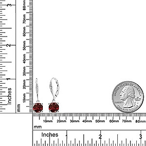 Gem Stone King 925 Sterling Silver Red Garnet and White Diamond Earrings For Women (3.71 Cttw, Gemstone January Birthstone, Cushion 7MM)