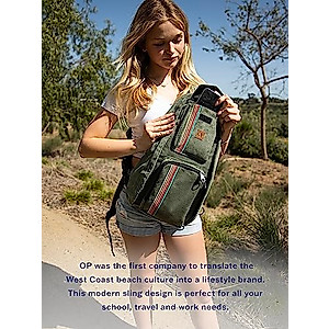 Ocean Pacific Crossbody Sling Bag for Travel, Sports, Beach, Hiking, Work, Casual Daypack for Men Women (Olive)