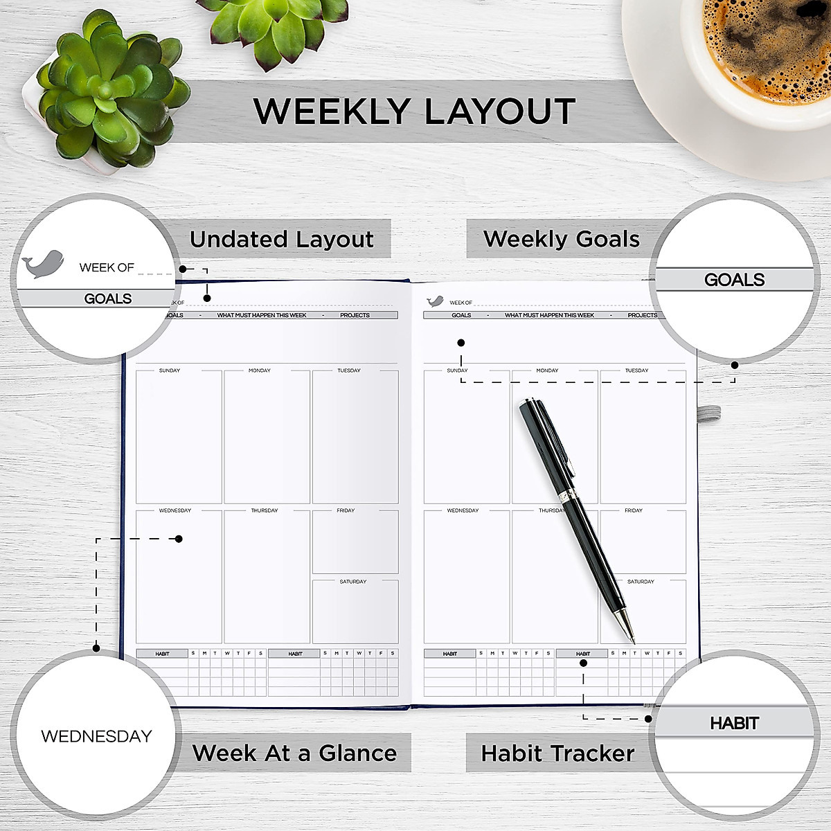 Live Whale Planner - 90 Day Planner - Full Focus Planner - 3 Month Planner Designed To Achieve Success (LinenGrey)