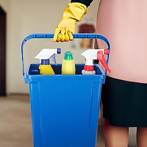 DoubleFill 2 Pack 12 Quart/ 3 Gallon Square Cleaning Bucket Compact Sanitizing Buckets Organizer Cleaning Pail with Handle Square Detergent Bucket Plastic Mop Bucket for Commercial Home, Dark Blue