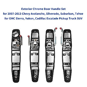 Exterior Door Handle (Upgraded) 4 PCS Front Rear Driver & Passenger for 2007-2013 Chevy Silverado Suburban Tahoe Avalanche, GMC Sierra Yukon, Cadillac Escalade Replaces 22738721 22738722 22738725