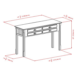 Winsome Timber 29.1 x 47.6 x 15.7-Inch Solid Beech Wood Hall/Console Table, Black (20450)