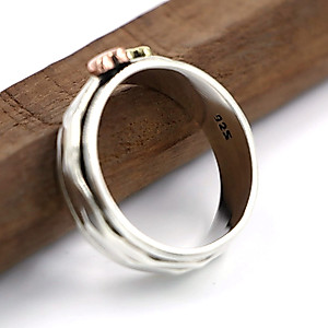 Heart Spinner Ring 925 Sterling Silver Rings For Women Meditation Thumb Fidget Wide Band Anxiety Handmade Jewelry Gift Birthday (10) (JRP-14)