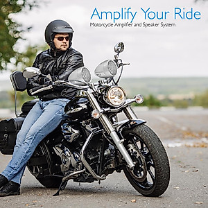 Pyle 600 Watt Weatherproof Motorcycle Speaker and Amplifier System w/Two 2.25 Inch Waterproof Speakers, AUX - Handlebar Mount ATV Mini Stereo Audio Receiver Kit Set - Also for Marine Boat - PLMCA62BT