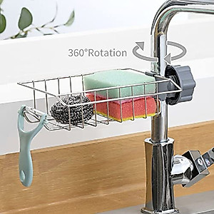 Sponge Holder Over Faucet,Sponge Holder for Kitchen Sink Caddy Organizer Over Faucet Stainless Steel Soap Holder Over Faucet in Bathroom