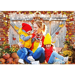 CYLYH 7x5FT Thanksgiving Backdrop Fall Thanksgiving Photography Backdrop Autumn Pumpkin Harvest Barn Background Maple Baby Shower Banner Decoration Birthday Party Backdrop