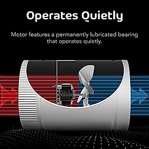 iPower 8 Inch 254 CFM Inline Duct Fan with Low Noise, HVAC Exhaust Ventilation Fan for Bathrooms/Kitchens/Basements/Attics, Grey