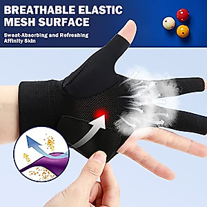 ANIMSWORD Breathable and Comfortable Billiard Pool Gloves Fits on Left Hand or Right Hand for Snooker Cue Sport Glove