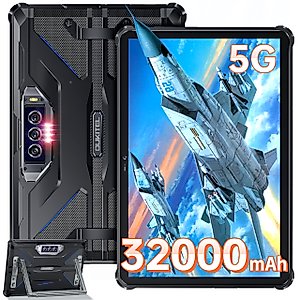 OUKITEL RT7-5G Rugged Android 13 Tablet, 24GB+256GB 1TB Expandable Waterproof Tablet, 10.1 Inch FHD+Tablets, 32000mAh Battery, 33W Fast Charging Tablet PC, 48MP+32MP Camera, 5G WiFi/GPS/T-Mobile