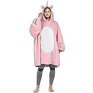 Catalonia Unicorn Blanket Hoodie Sweatshirt, Oversized Wearable Sherpa Lounging Pullover for Adults Men Women Teenagers Kids Gift