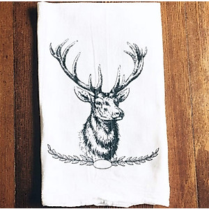 Tea Towel | A Vintage Woodland Elk Wreath | CHRISTMAS | Home Decor Dish Towels