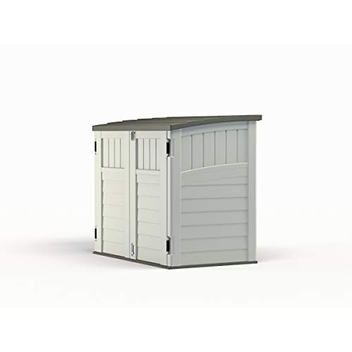 Suncast Horizontal Outdoor Storage Shed for Backyards and Patios 34 Cubic Feet Capacity for Garbage Cans, Tools and Garden Accessories, No Size, Vanilla